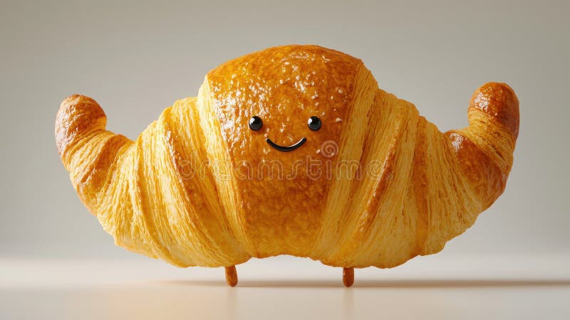 Close Up of a Croissant Shaped Like a Snail on a Wooden Surface Stock ...