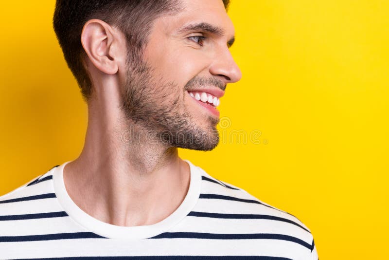 Close Up Cropped Profile Portrait of Cheerful Positive Person Beaming ... Close Up Cropped Profile Portrait of Cheerful Positive Person Beaming ...