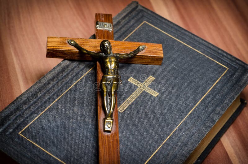 Cross and the Bible stock image. Image of believe, spiritual - 141796079