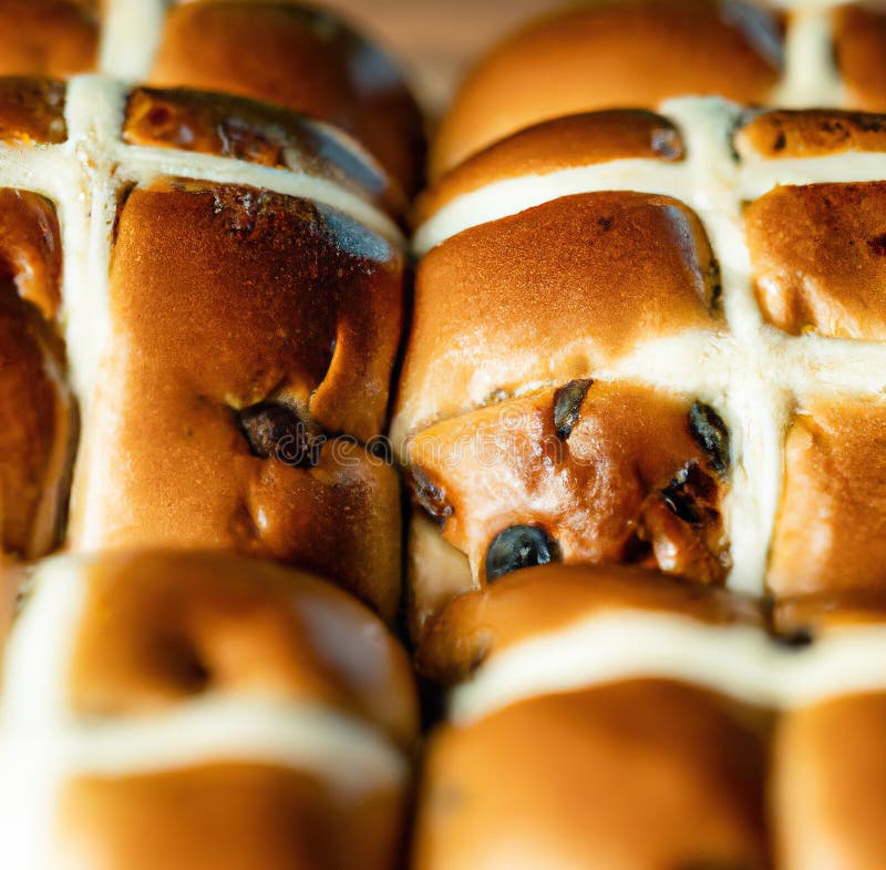Close Up of Cross Buns Created Using Generative Ai Technology Stock ...