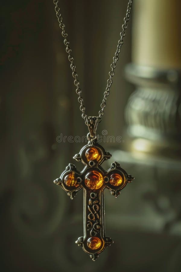A Close Up of a Cross on a Chain. Suitable for Religious Themes Stock ...