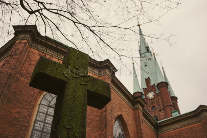 Close Up of a Cross in Front of a Church Stock Image - Image of outdoor ...