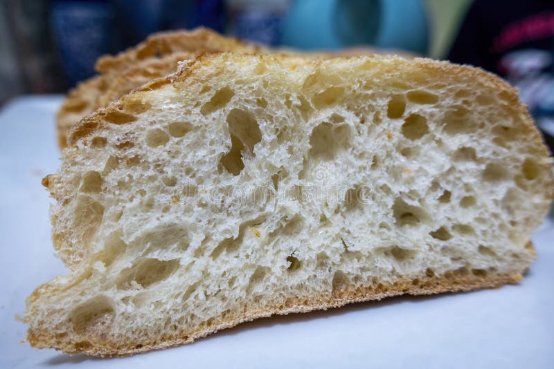 Close-up of Cross Section Pore Structure of a Slice of Fresh Homemade ...