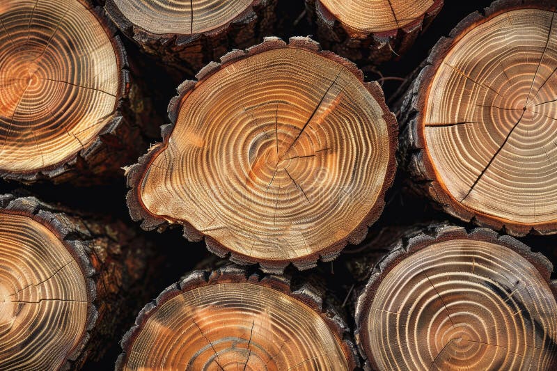 Close-up of Cross-section of Tree Logs Showing Annual Growth Rings ...