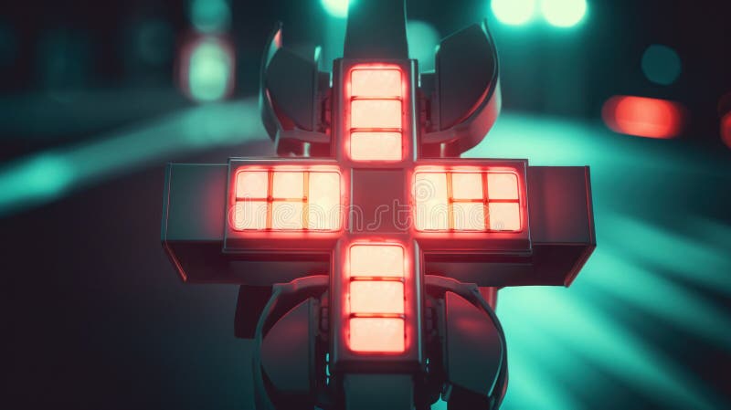 Close-Up of Cross-Shaped Traffic Light Stock Illustration ...