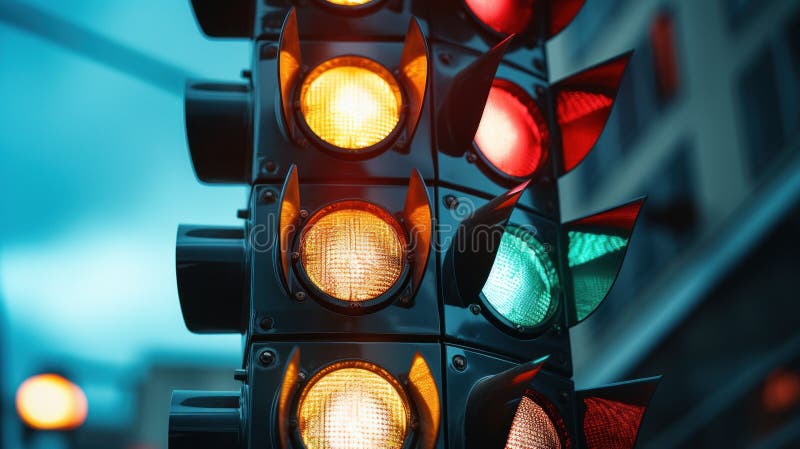 Close-Up of Cross-Shaped Traffic Light Stock Illustration ...