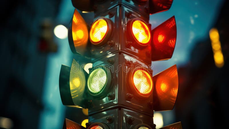 Close-Up of Cross-Shaped Traffic Light Stock Illustration ...