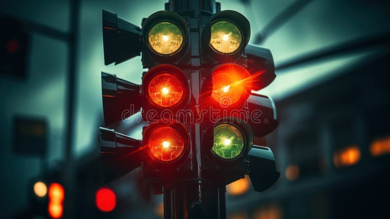 Close-Up of Cross-Shaped Traffic Light Stock Illustration ...