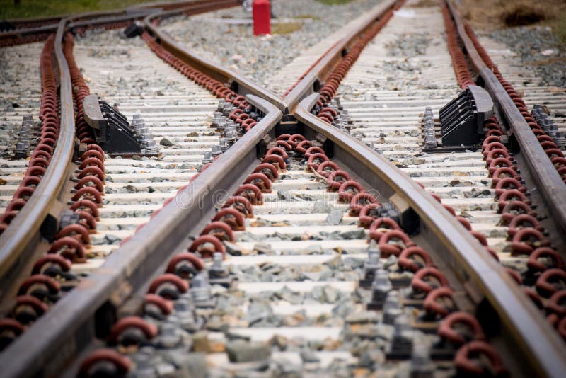 Close Up Crossroad Railway or Junction Railroad Stock Photo - Image of ...