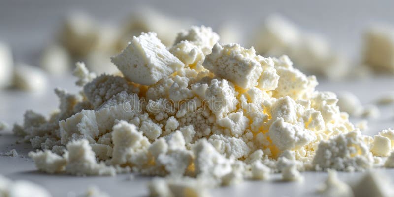 Close Up of Crumbled White Cheese Culinary Applications Texture Studies ...