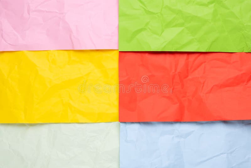 Close Up of Crumpled Colorful Empty Sheets of Paper Stock Image - Image ...