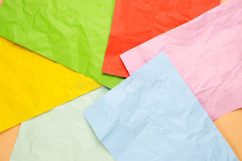 Close Up of Crumpled Colorful Empty Sheets of Paper Stock Image - Image ...