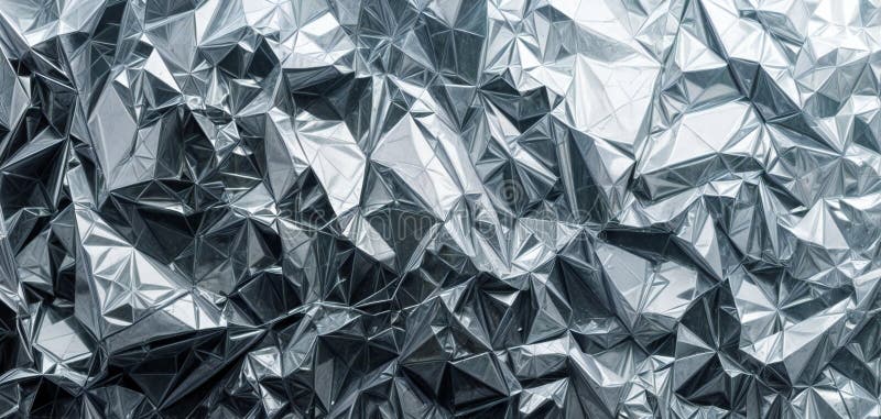 Close Up of Crumpled Metallic Surface with Geometric Patterns Stock ...