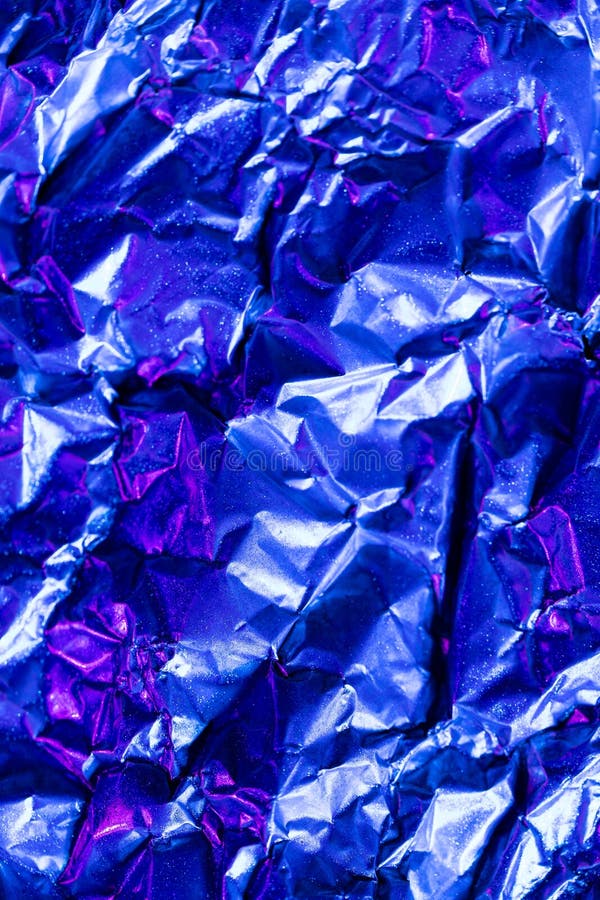Close Up of Crumpled and Shiny Blue Foil with Copy Space Stock Image ...