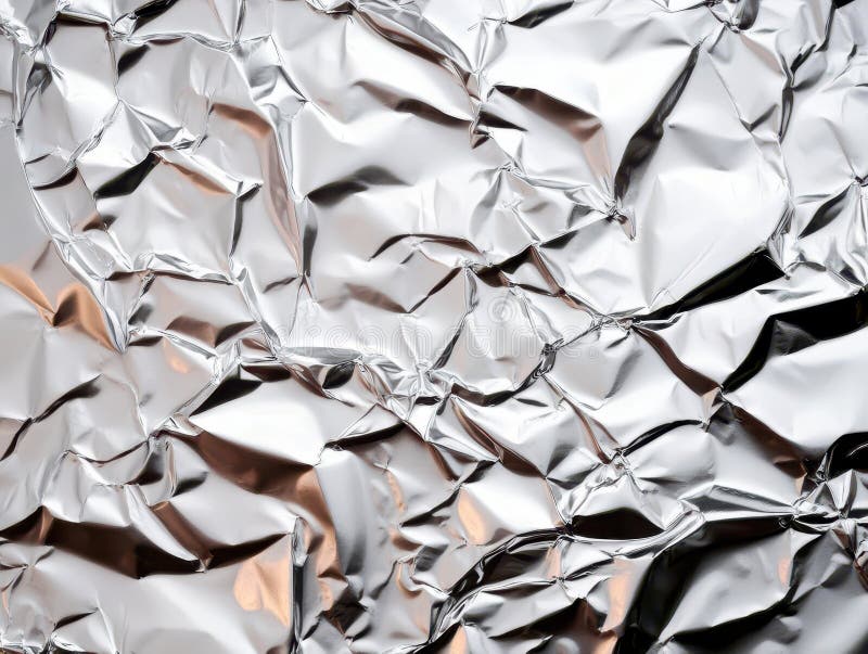 Close-up of Crumpled Silver Foil with Sharp Folds Stock Photo - Image ...