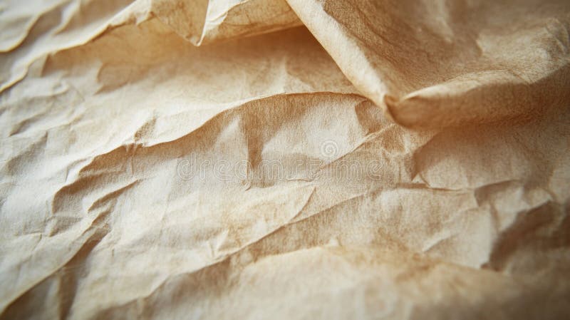 A Close-Up of a Crumpled, Tan-Colored Paper Sheet Stock Illustration ...