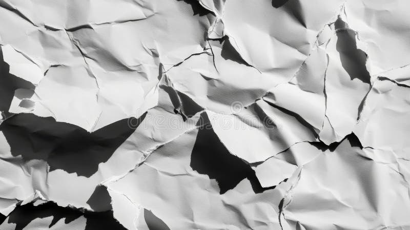 Close-up of a Crumpled and Torn White Sheet of Paper Stock Illustration ...