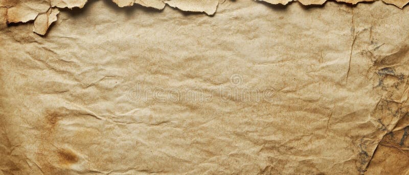 A Close-Up of Crumpled and Worn Brown Paper with a Torn Edge Stock ...