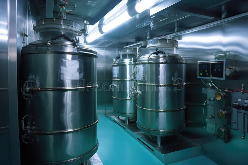 Close-up of Cryogenic Storage Containers in Laboratory Stock ...