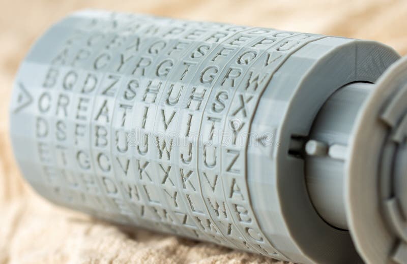 Close-up Cryptex with Rings of Letters - Plastic Parts Printed on a 3D ...