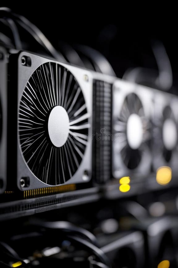 Close-up of Cryptocurrency Mining Rig with Powerful Graphics Cards ...
