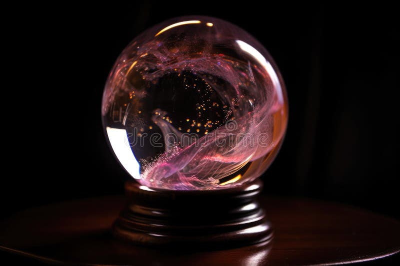 Close-up of Crystal Ball, with Magical Swirls and Flashes of Light ...