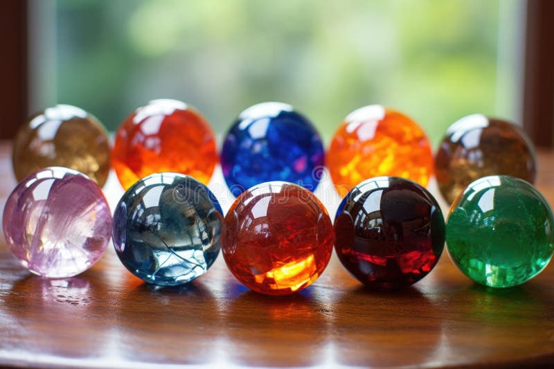 Close-up of Crystal Balls Revealing Different Chakra Colors Stock Photo ...