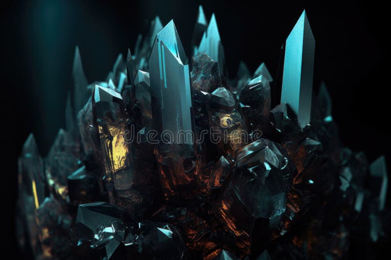 Close-up of Crystal Formations in Darkness Stock Photo - Image of shiny ...