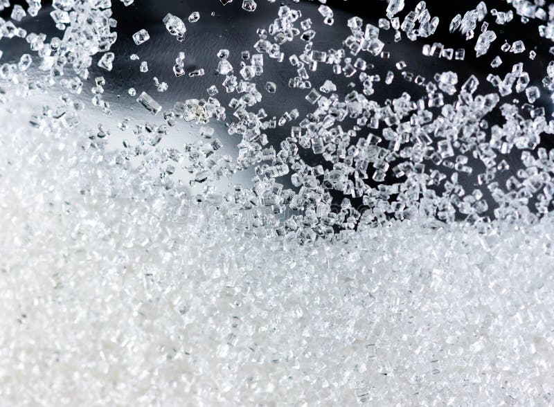 Close Up of Crystal Sugar in Glass Bottles on White Background Stock ...