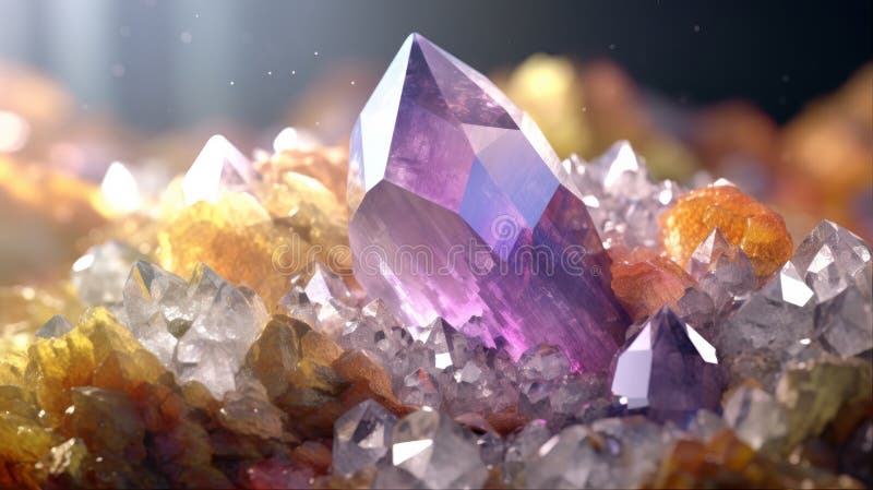 Close Up of Crystalized Borax Ametrine and Milky Generative AI Stock Illustration - Illustration ...