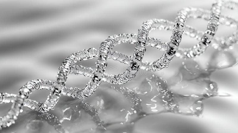 Close-up of a Crystalline DNA Double Helix Structure Reflecting on a ...