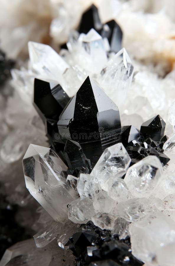 Close-up of Crystalline Minerals and Gemstones Stock Illustration ...