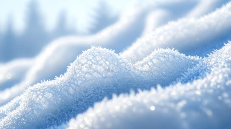 Close-Up of Crystalline Snow Patterns in Sunlight Stock Illustration ...