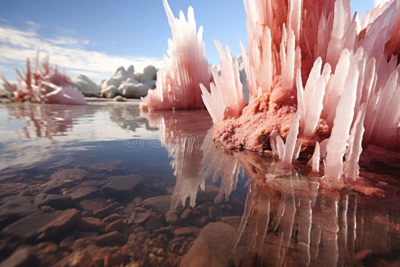 Close-up of Crystallized Salt on the Shore of a Lagoon Stock Image ...