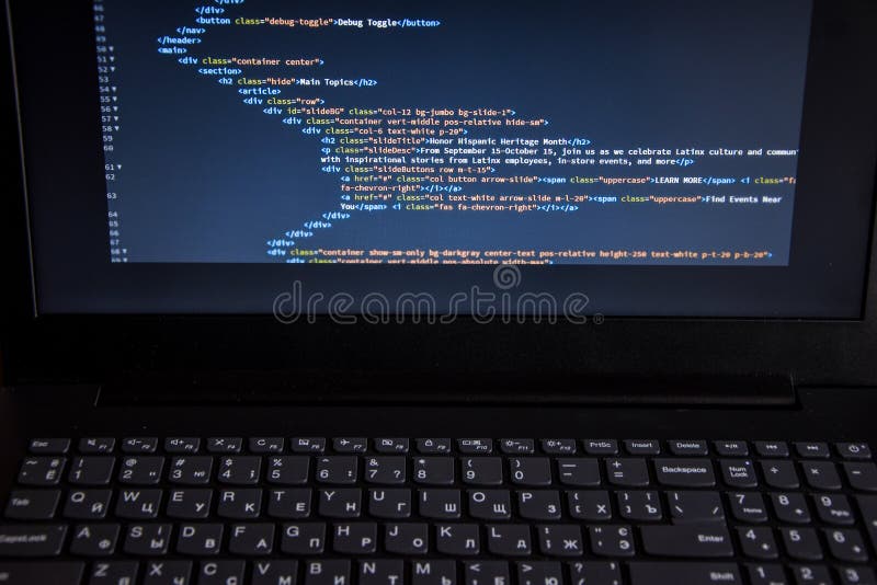 Close Up Css Html Code On Monitor Screen With Black Background Stock Image Image Of Listing