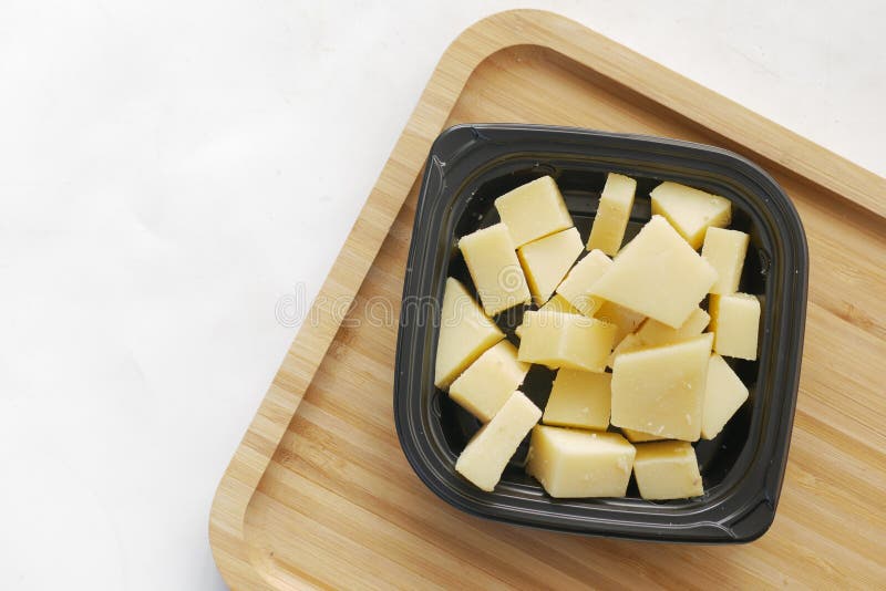 Close Up of Cube Shape Fresh Cheese on in a Bowl Stock Image - Image of ...