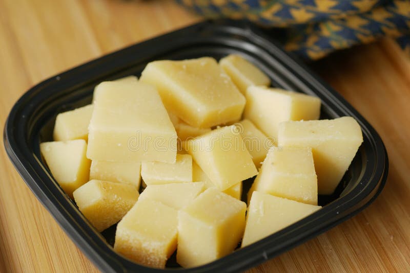 Close Up of Cube Shape Fresh Cheese on in a Bowl Stock Photo - Image of ...