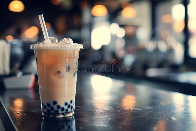 Close-up of a Cup Filled with Bubble Tea Stock Image - Image of food ...