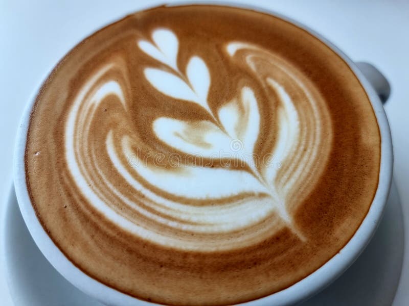 Close-up a Cup of Hot Latte Art Simple Tulip Coffee Stock Photo - Image ...