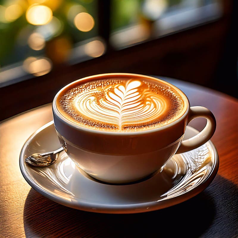 Exquisite Latte Art in a Cafe Setting Stock Illustration - Illustration of saucer, natural ...