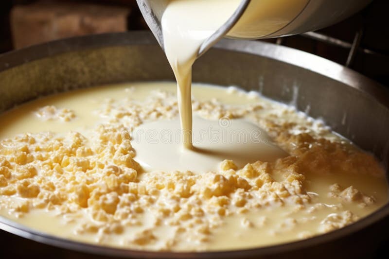 Close-up of Curdled Milk in Cheese Vat Stock Image - Image of ...