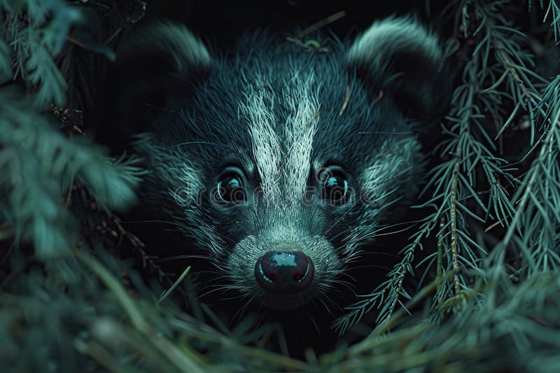 Close-up of a Curious Badger in Its Den Stock Illustration ...