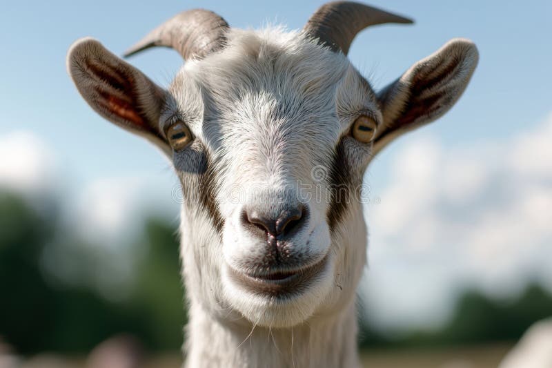 Close-up of a curious goat stock illustration. Illustration of zoology ...