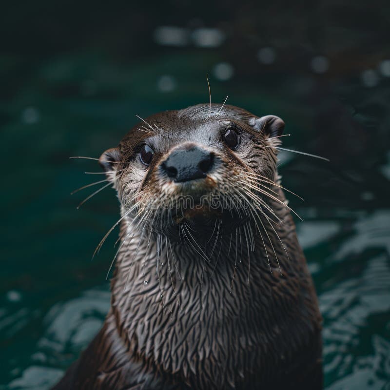 Close-up of a Curious Otter Stock Illustration - Illustration of furry ...