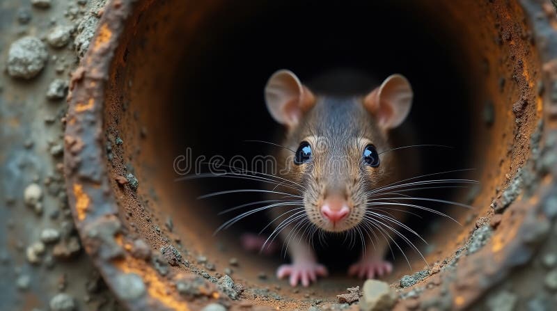 Close-Up of a Curious Rat Peering Out of Rusty Sewer Pipe Stock ...