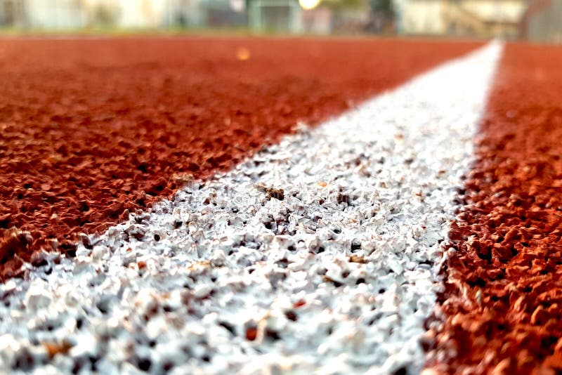Close Up Curve Running Track Rubber Standard Red Color Stock Image ...