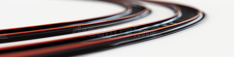 Close-up of the Curved, Black and Red Plastic Track Lines on a White ...