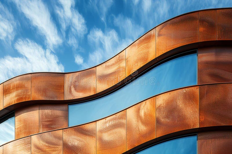A Close Up of the Curved Facade on an Architectural Building Made from ...