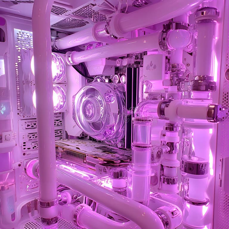 Closeup of a Custombuilt Computer with a Customloop Water Cooler Stock ...