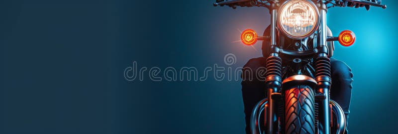 Close-Up, Custom Motorcycle Headlight and Handlebars with Orange Turn ...